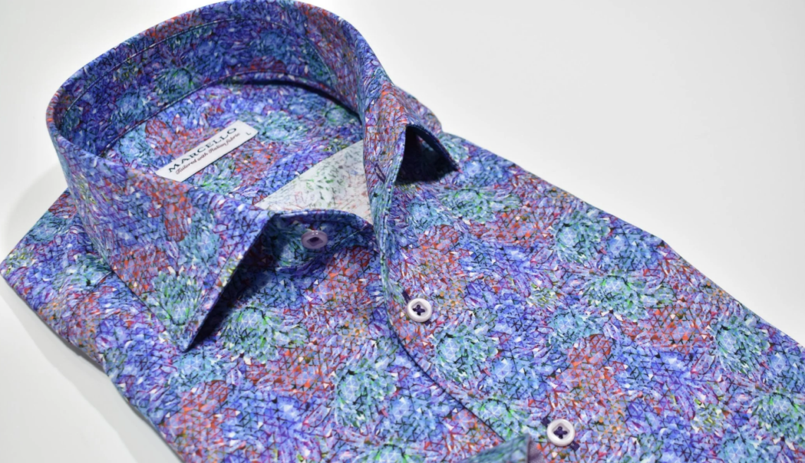 Marcello Sky Scope Roll Collar Shirt - Bradshaw Forbes Luxury Collections